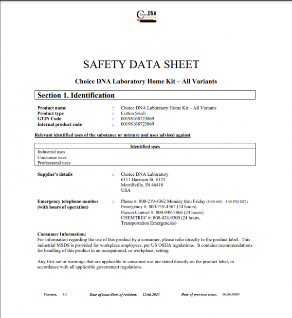 Safety Data Sheet - Choice DNA